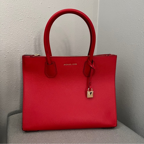 Michael Kors | Bags | Michael Kors Large Red Mercer Tote Purse | Poshmark